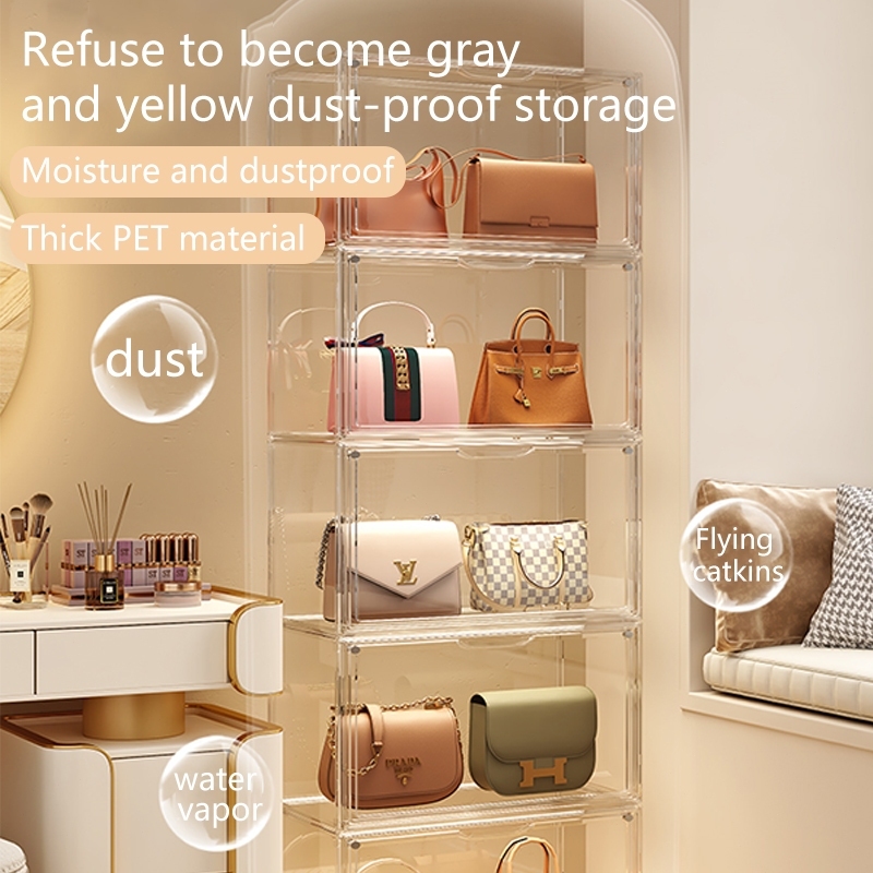 【SG STOCK】Stackable Acrylic Bag Organizer Case Toy Display Box Side ...