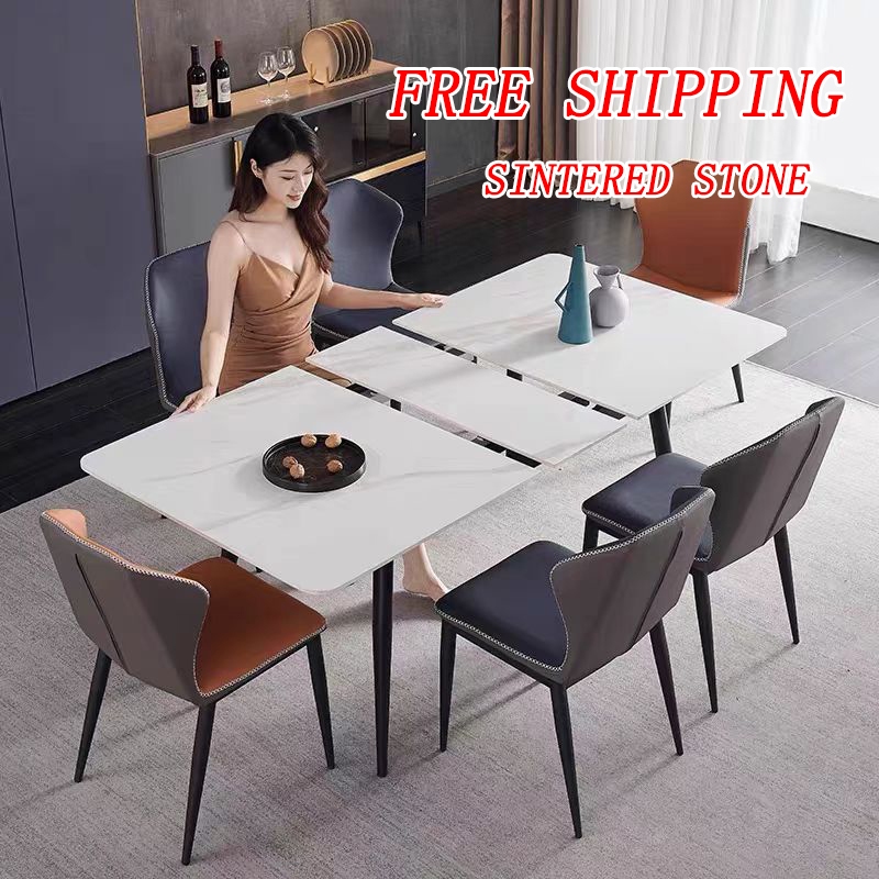 Sintered Stone Dining Table Extendable Dining Table Set Chairs 1.1M-1 ...