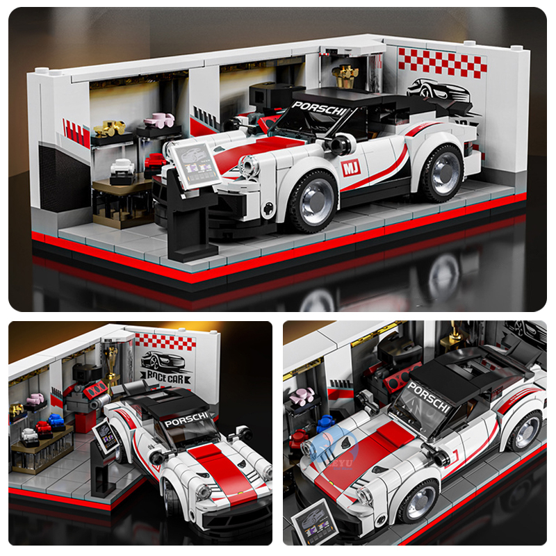 Sports Racing Car Building Blocks Sets Toy Porsche 911 Garage Storage ...