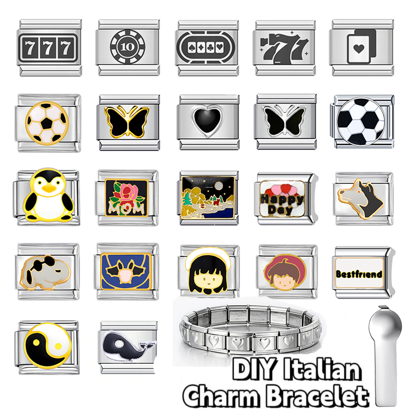 New Black Italian style charm bracelet module charm bracelet 9 Mm ...