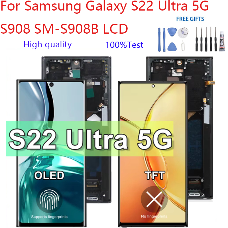 TFT/OLED/Original 100% LCD For Samsung Galaxy S22 Ultra 5G S908 LCD ...
