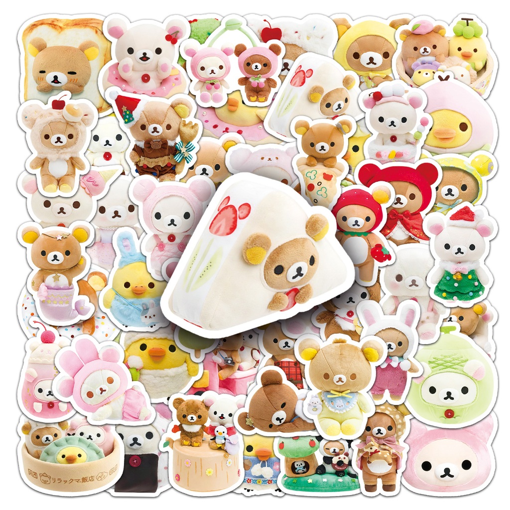 Ins Style 54 Piece Cute Bear Rilakkuma Stickers Waterproof DIY For ...