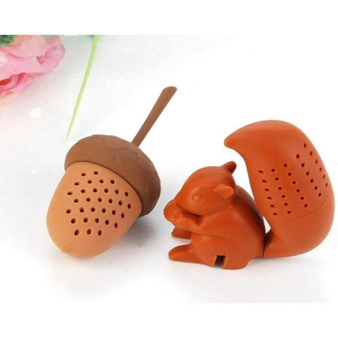 Cute Squirrel Shape & Acorn Nut Tea Infusers set Loose Leaf Strainer ...
