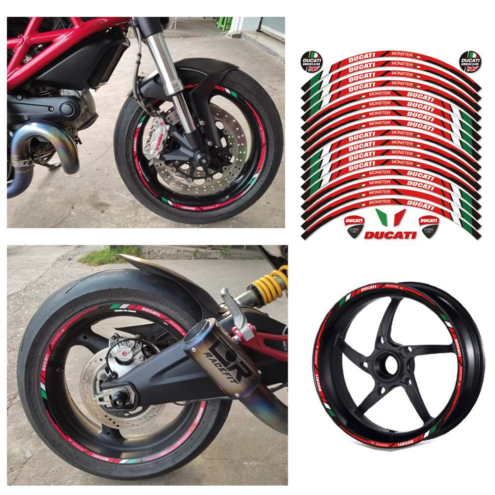 16PCS New 17 Inch Motorcycle Decorative Wheel Stickers Reflective Auto ...