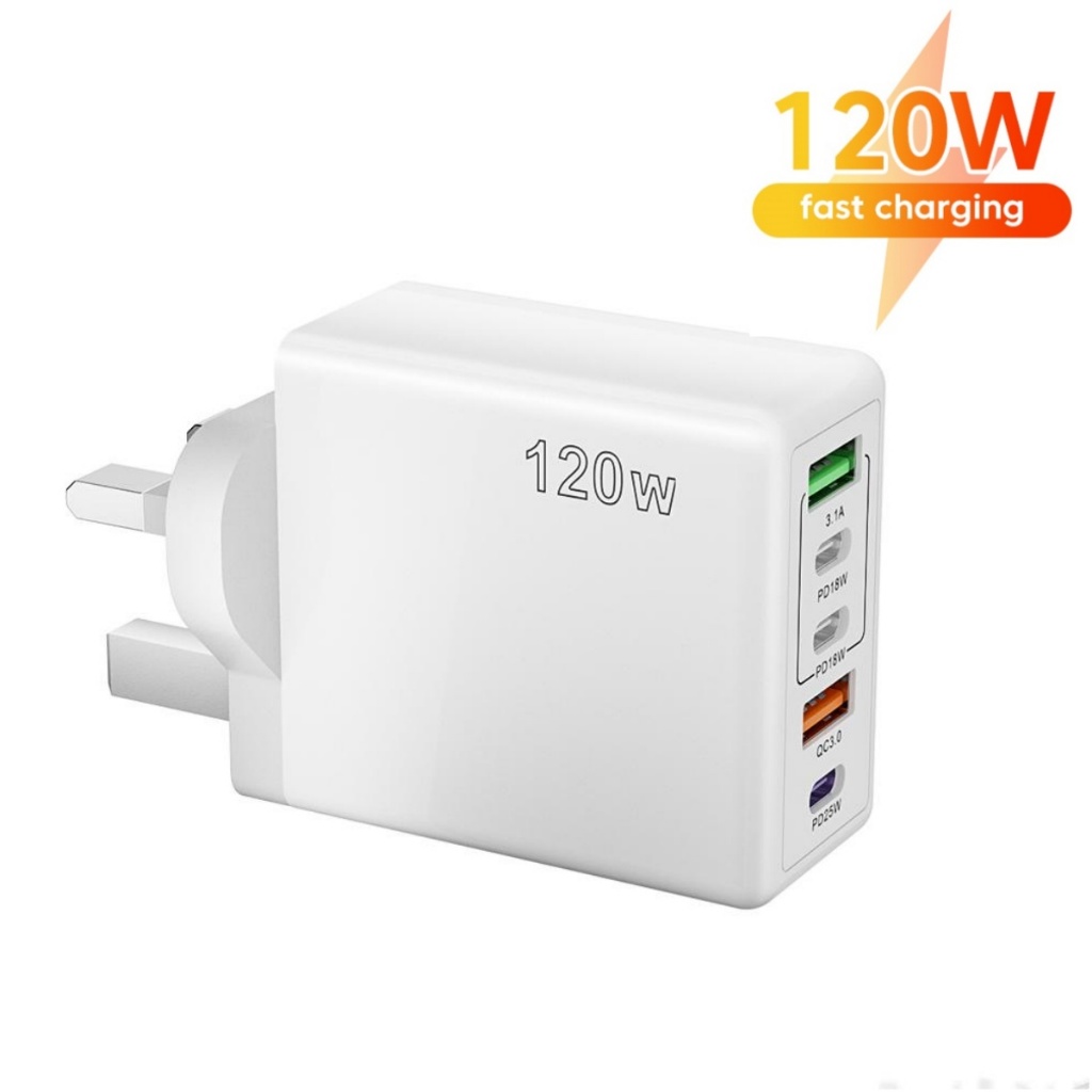 120W 2USB+3C Multi-Ports Phone Charger for Mobile Phones USB Type C ...