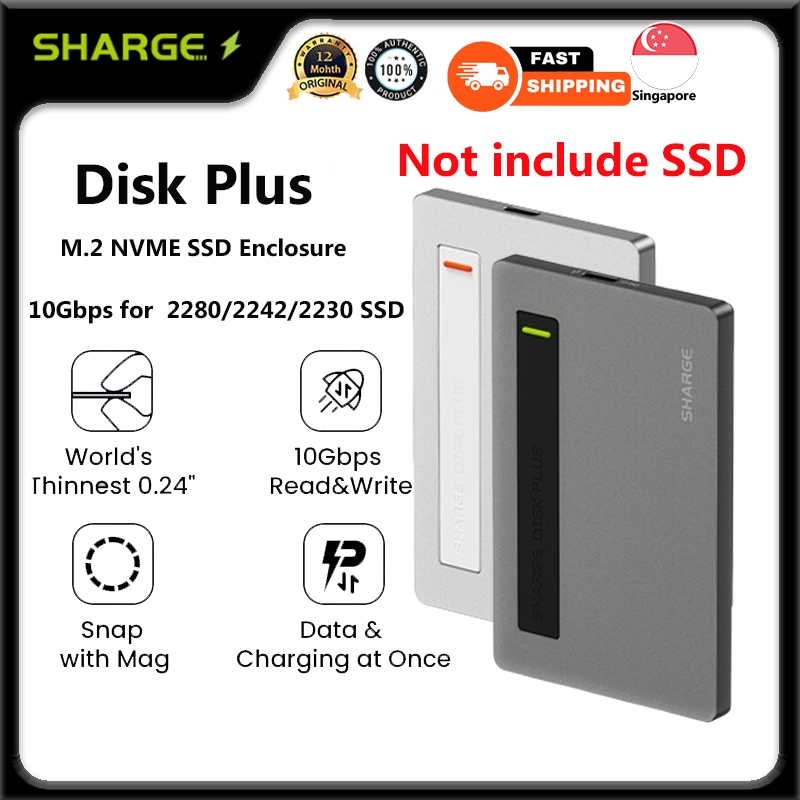 SHARGE Disk Plus M2 SSD Enclosure NVMe 4TB 10Gbps Case USB 3.2 Gen2 ...