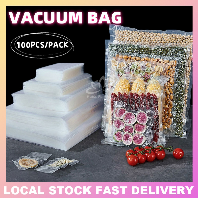 🇸🇬 STOCK 100pcs Food Storage Vacuum Sealer Bag Embossed Plastic Food ...