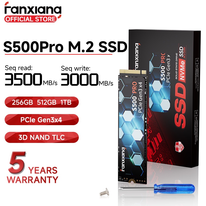 Fanxiang S500Pro SSD M.2 2280 NVMe PCIe Gen3x4 3500MB/s Solid State Drive SLC Cache 3D TLC NAND ...