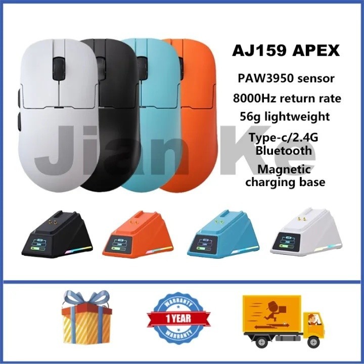 AJAZZ AJ159 APEX Wireless Mouse PAW3950 Lightweight Three Mode Gaming Mouse With Charging Base ...