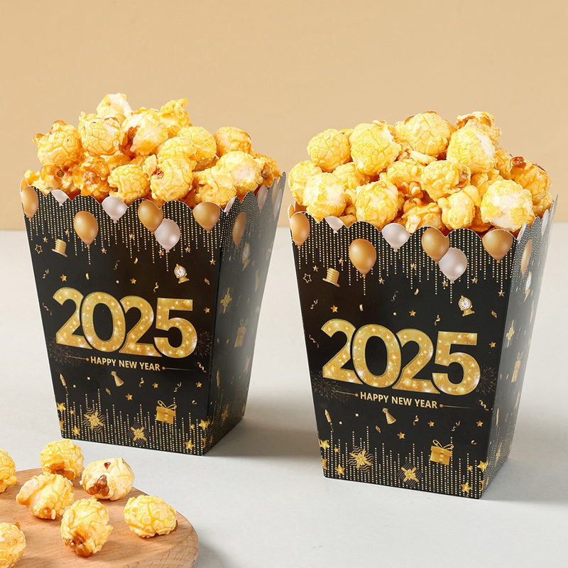10pcs Happy New Year Popcorn Box Happy New Year 2025 Decorations ...