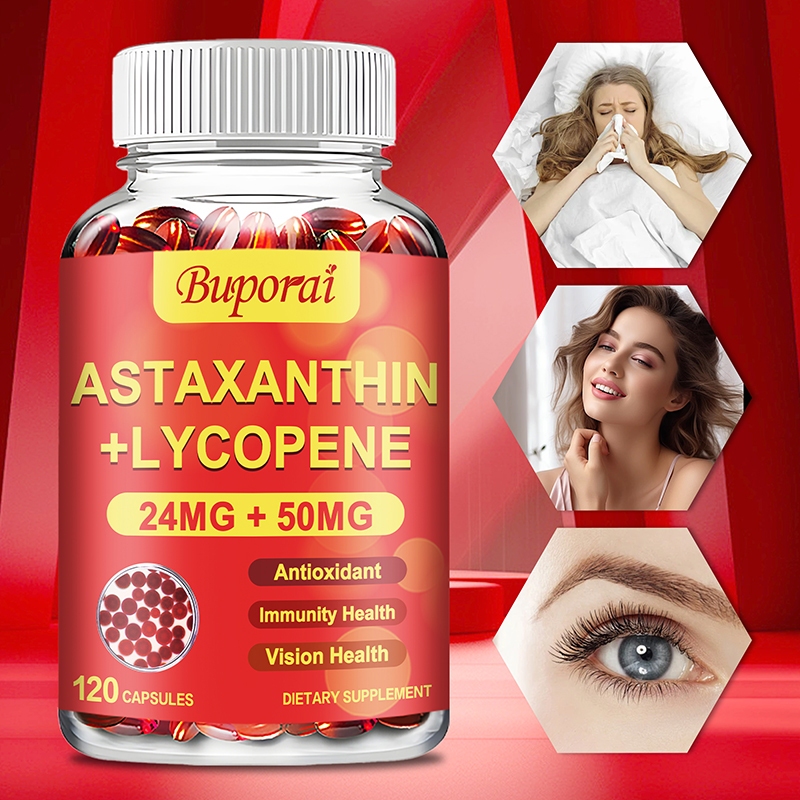 Astaxanthin 24 mg + Lycopene 50 mg Clinical Strength Carotenoid Skin Supplement, - Best ...
