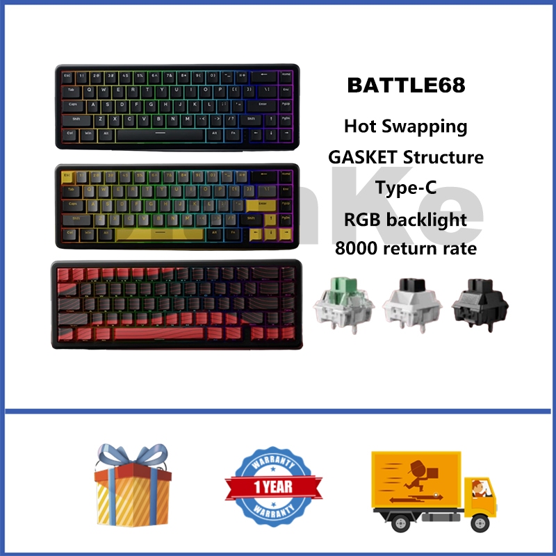 EWEADN BATTLE68 Wired Mechanical Keyboard 65% Hot swappable RGB GASKET ...