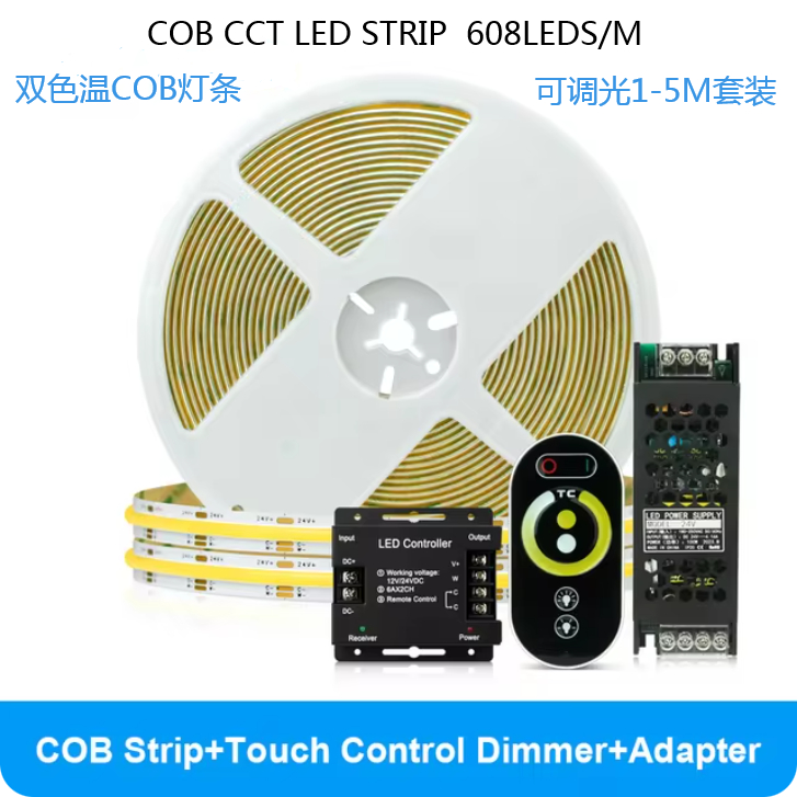 Cob CCT Dual Color Temperature Lamp Strip 2700K-6500K Adjustable Color ...