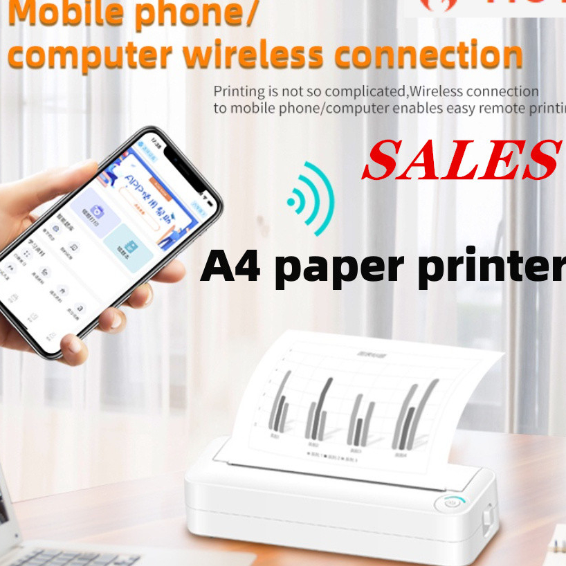 🇸🇬Lower price Free shipping NEW Portable A4 Paper Printer A4 Printer ...
