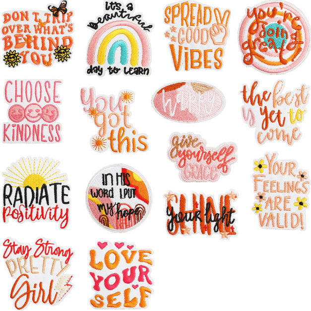 Bohemian Embroidered Cloth Stickers Inspirational Quotes Patch Label ...