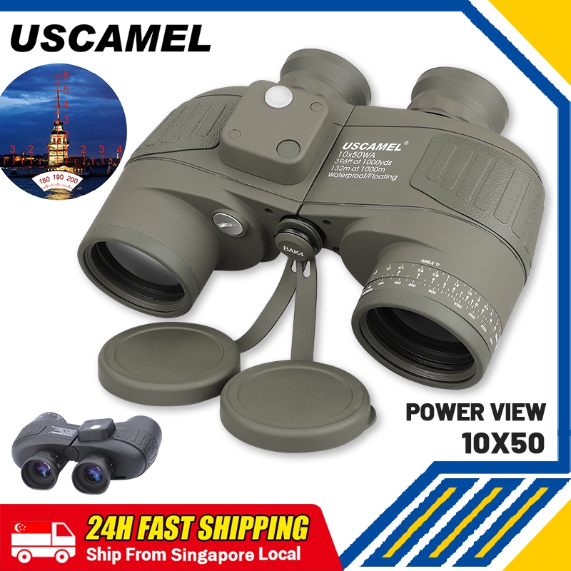 USCAMEL 10x50 Marine Binoculars High Power Rangefinder Compass ...