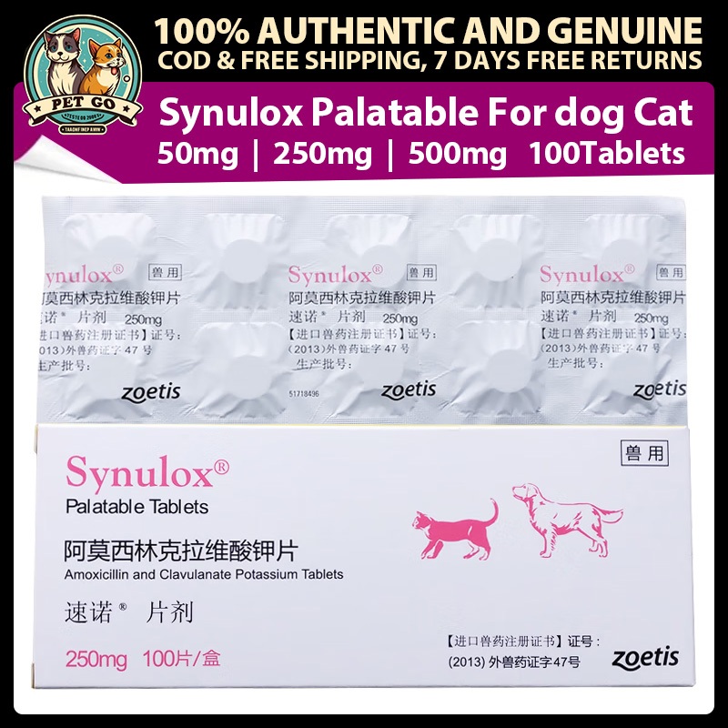 Synulox Palatable Antibacterial Tablets for Cats and Dogs 50mg 250mg ...