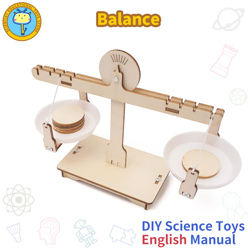 🚀Science Toys🔥DIY Balance Scales STEM Kit Wooden Craft Kids Educational ...