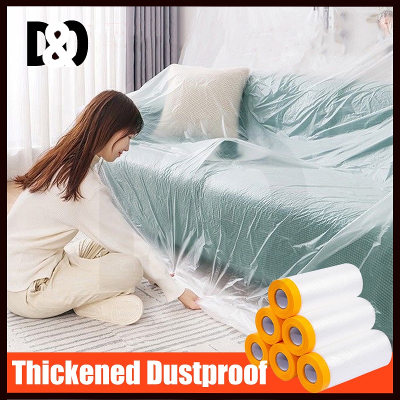 💻🔥Pre-Tape Masking Film 4.5m x 20m Plastic Dust Cover Disposable ...