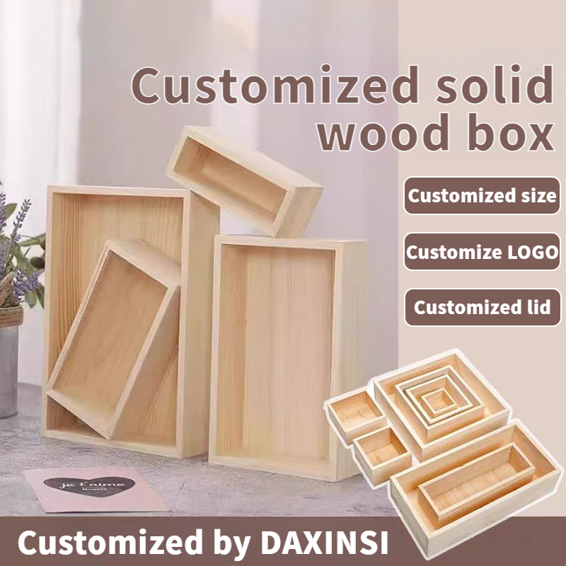 DAXINSI Customize Wooden Box Without Cover Solid Wood Storage Box Large ...