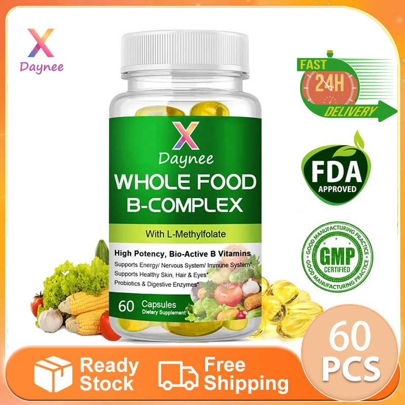 Daynee Vitamin B Complex Capsules Whole Food Supplement B1 B2 B3 B5 B6 ...