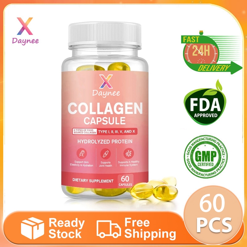Daynee Collagen Capsules Type I Ii Iii V & X Hydrolyzes Protein ...