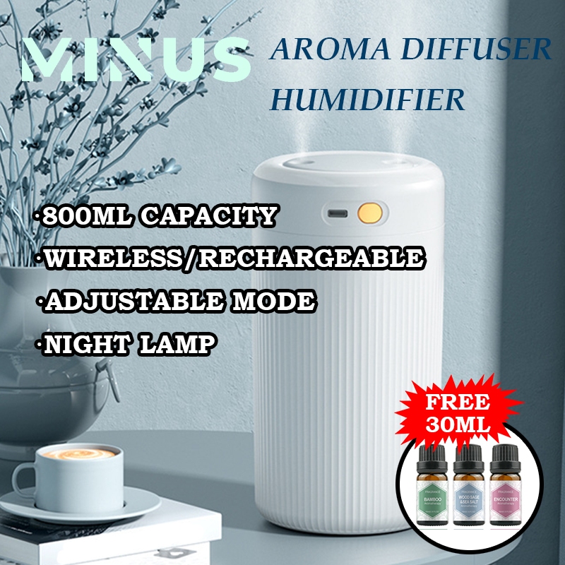 READY STOCK 800ML Aroma Diffuser Portable Ultrasonic Humidifier Free ...
