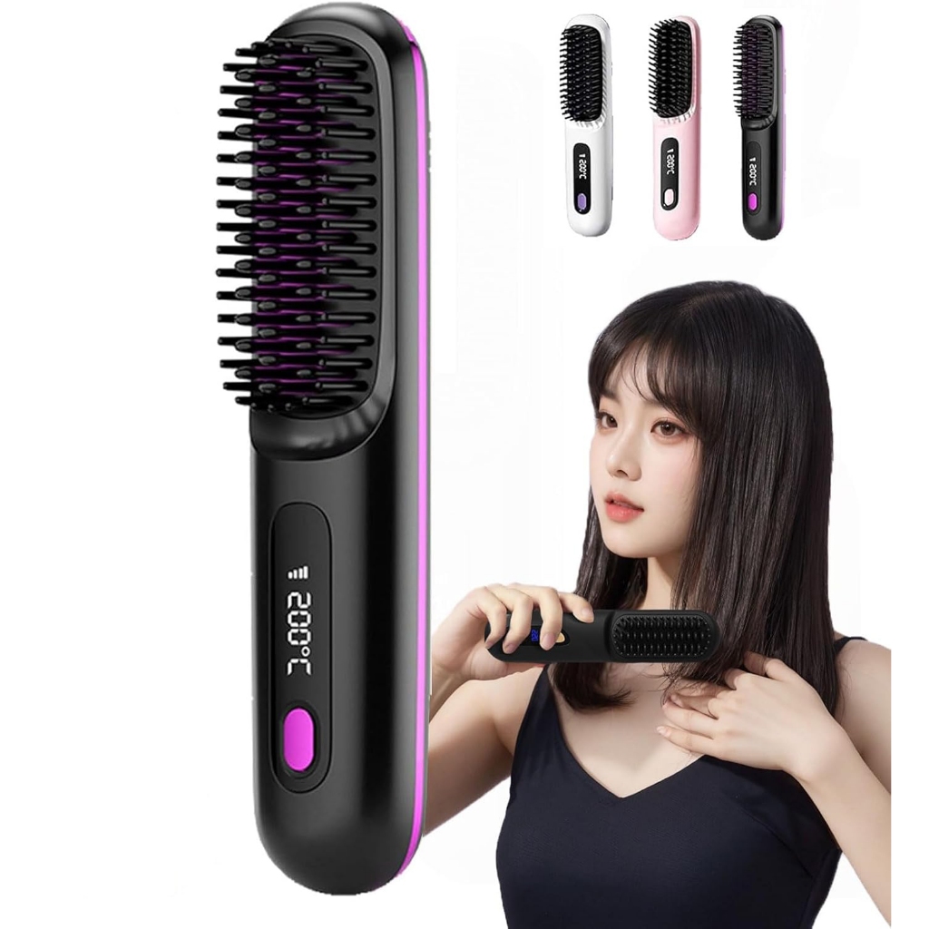 Numoya Go Brush Pro Hair Straightener Brush, Numoya Portable ...