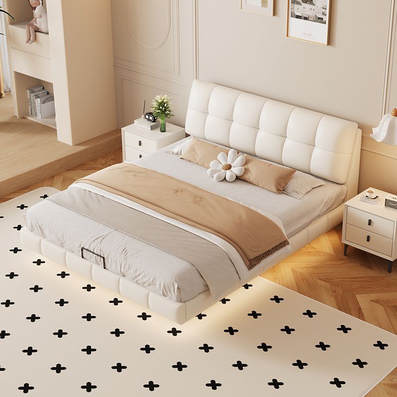 Leather And Solid Wood Bed Frame Floating Bed Frame Puffy Bed Frame ...