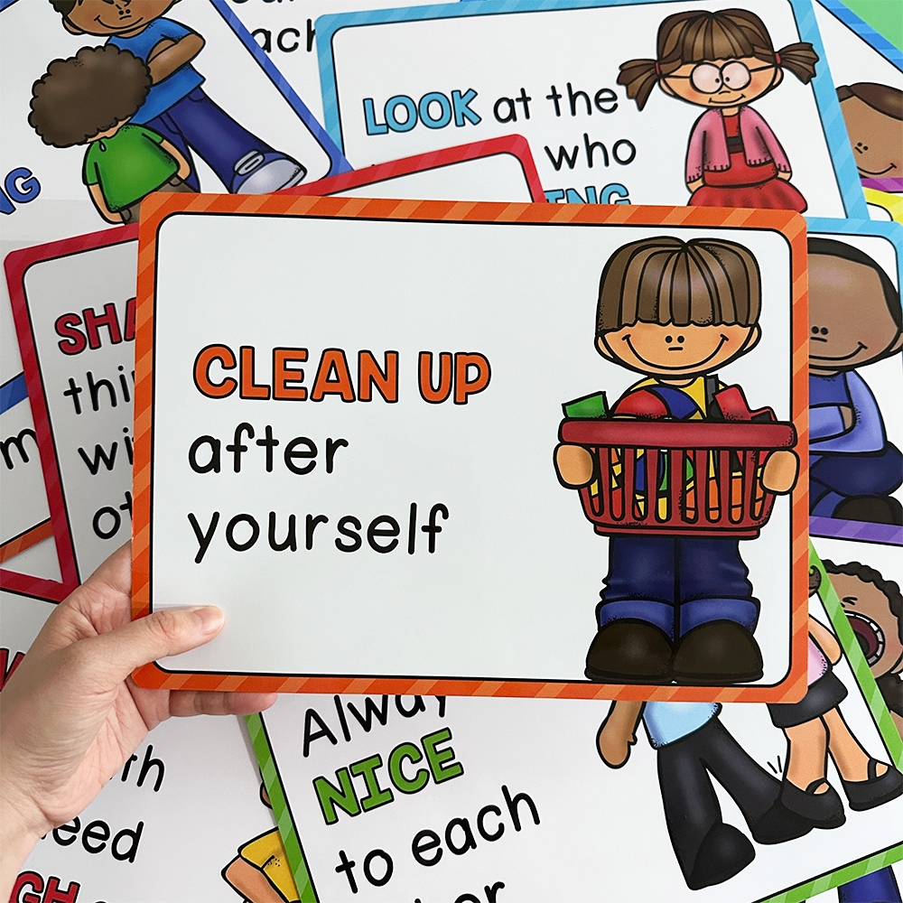 15PCS Classroom Rules Bulletin Board Decorations Set-Educational Wall ...