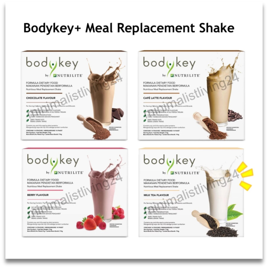 Bodykey by Nutrilite Meal Replacement Shake Chocolate, Milk Tea, Cafe ...