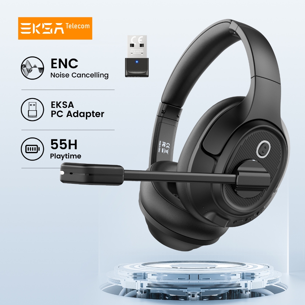 EKSA H6 Wireless Headphones Bluetooth Office Headset with USB Dongle ...