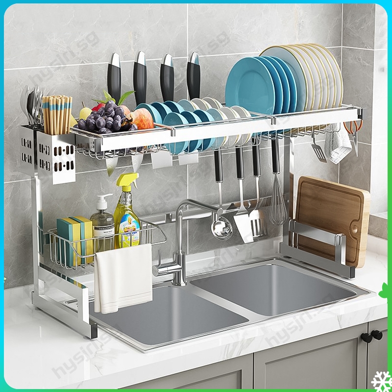 Stainless Steel Kitchen Sink Shelf Countertop Dish Rack Dish Drainer ...