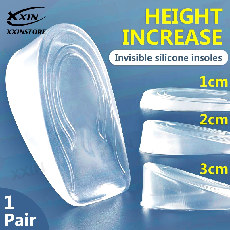 1cm/2cm/3cm Transparent Invisible Height Increase Insole Silicone Half ...