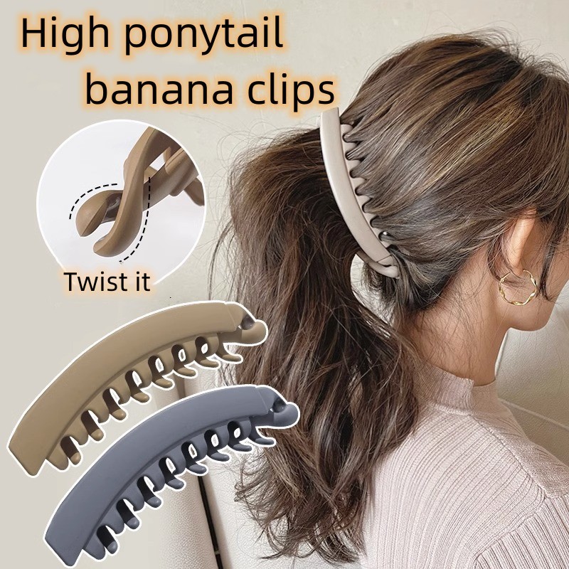 Simple Style Frosted Color Banana Hair Clip With Teeth Claw Clip ...