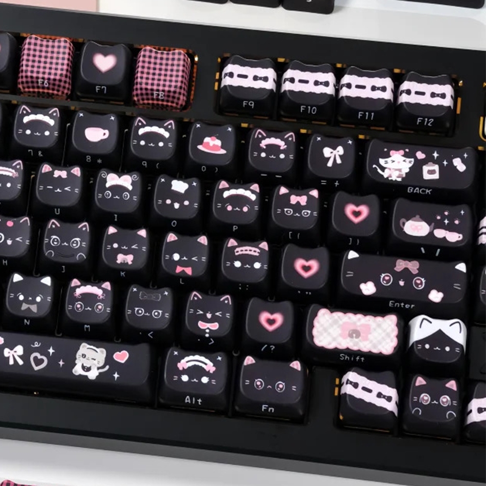 Black Cat Keycaps MAO Profile Five Sides Sublimation Side Engraved ...