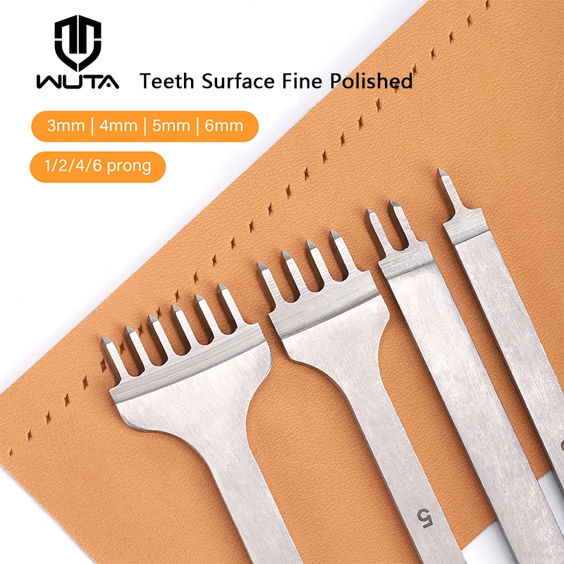 WUTA 3/4/5/6mm Leather Chisel Tool Diamond Pricking Iron Basic Hole Punch Stitching Leather ...