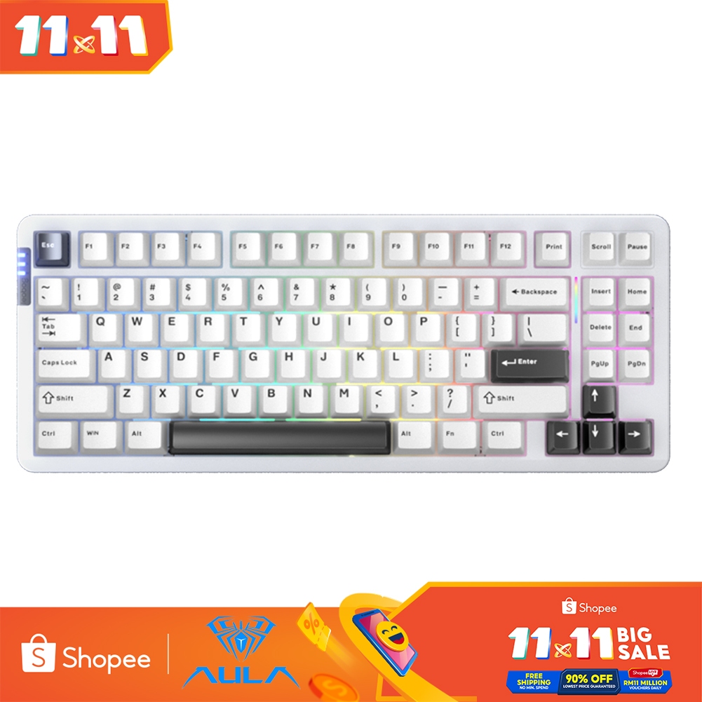 AULA LEOBOG Hi86 Tri mode Mechanical Keyboard 86 Key Hot Swappable RGB ...