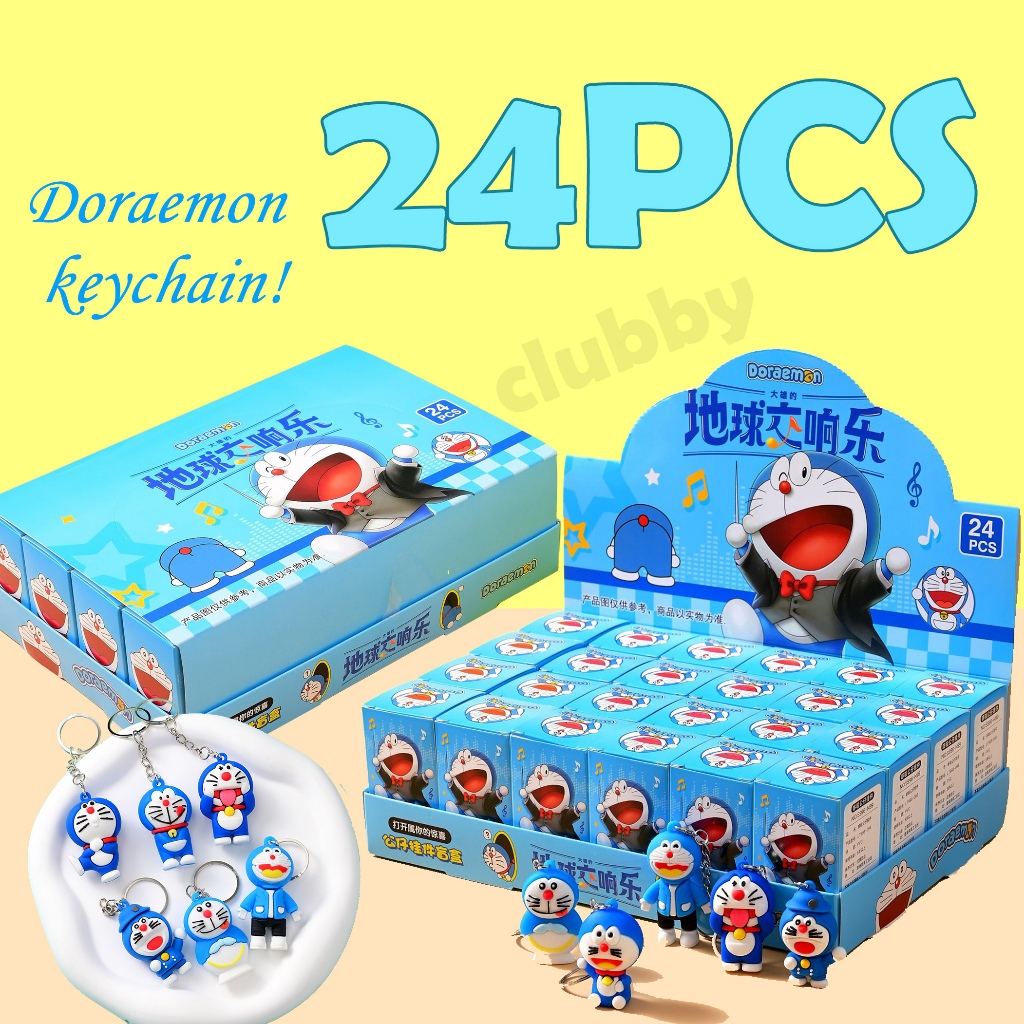 24Pcs Doraemon blind box Keychain Anime Doll Keyring Kids Reward Gifts ...