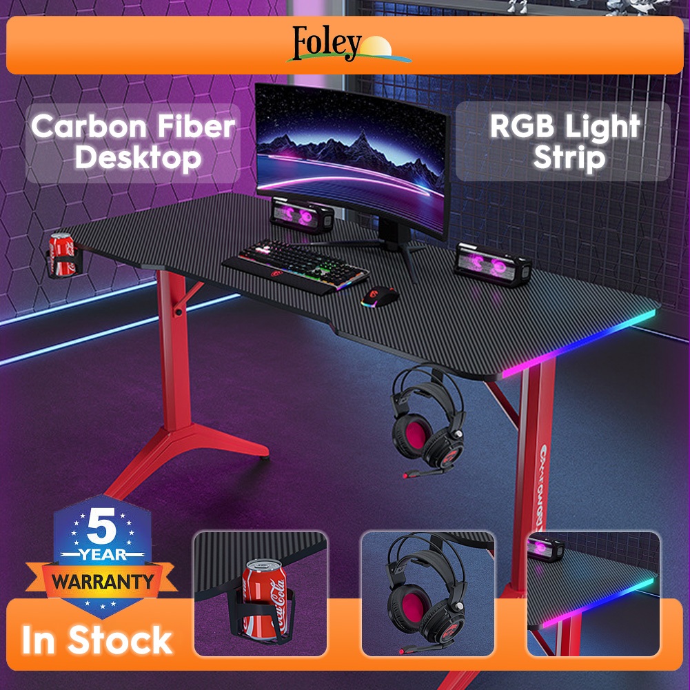 RGB gaming desk, desktop computer desk, office and home modern carbon ...