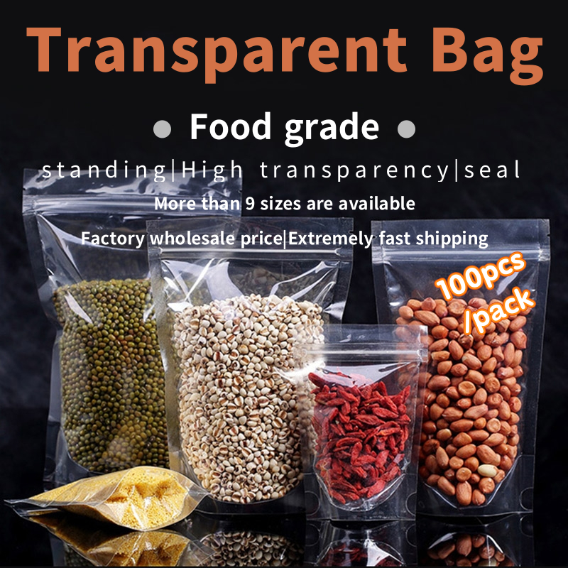 100PCS Zip Lock Plastic Bag Food Plastic Bag Plastik Transparent ...