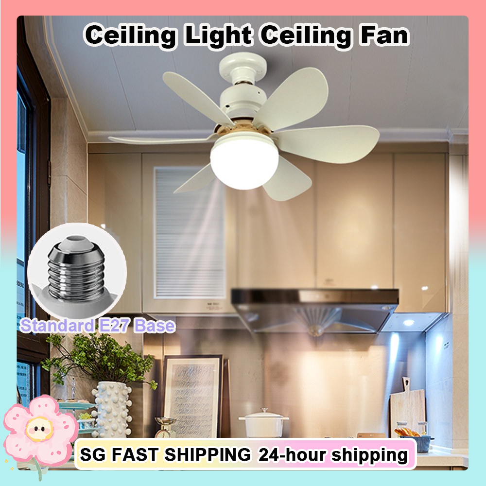 【SG Stock】☀️☀️Ceiling Fan E27 Ceiling Fan With Light 6 Blades Small ...