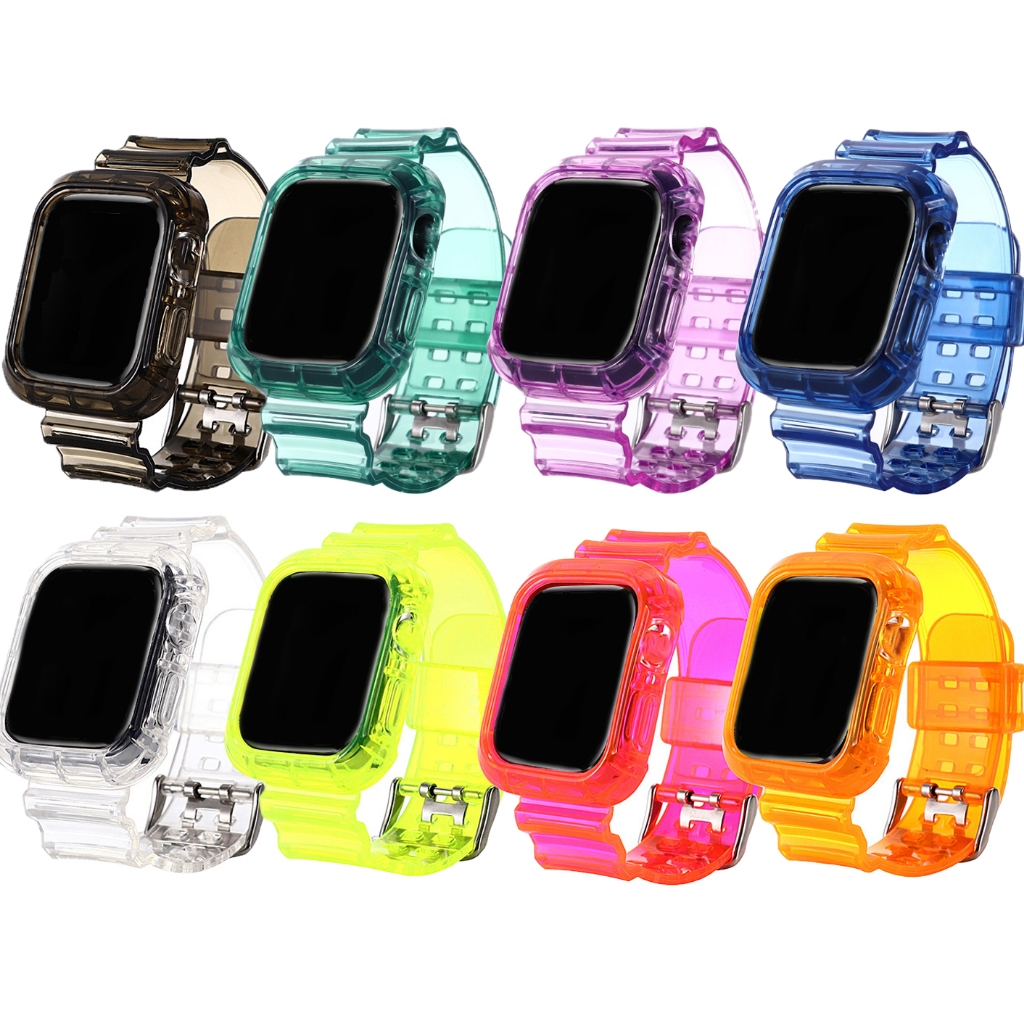 Transparent Candy Jelly Watch Band Neon Glacier Anti-Fall Integrated ...