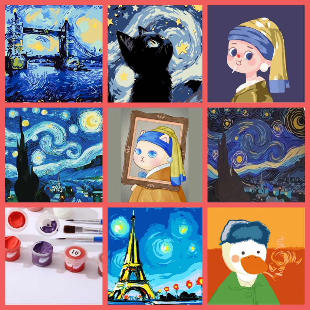 20*20cm Framed DIY oil painting/Painting By Numbers/Professional canvas ...