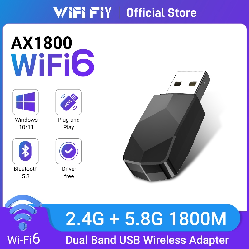 WIFI FIY AX1800 WiFi Adapter Bluetooth 5.3 Netword Card USB 3.0 Dual ...
