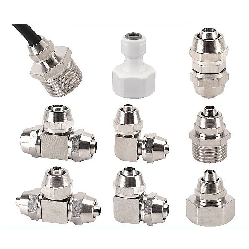 Copper Plated Nickel Pneumatic Air Quick Connector For Hose Tube OD 4MM ...
