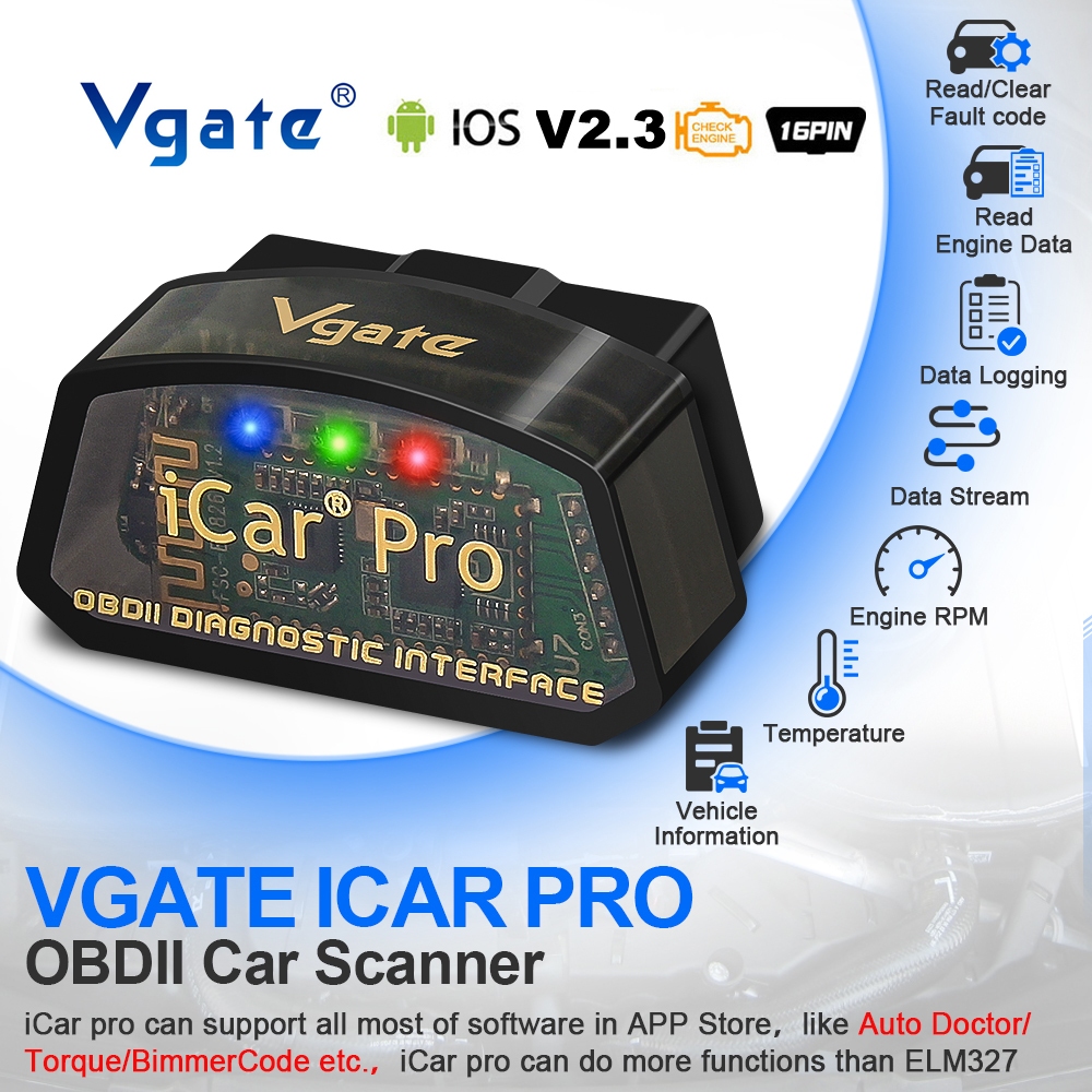 Vgate iCar Pro ELM327 OBD2 Scanner for Car and Motorcycle Torque ...