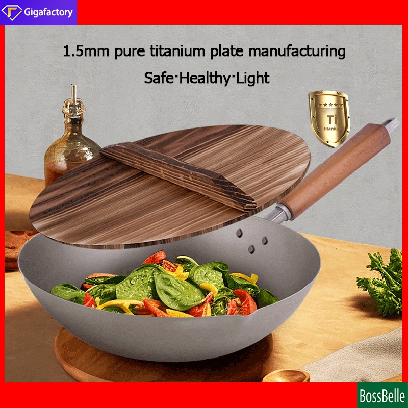Bossbelle-Blue Diamond Pure Titanium Pan Ultra-light Titanium Pan Non ...