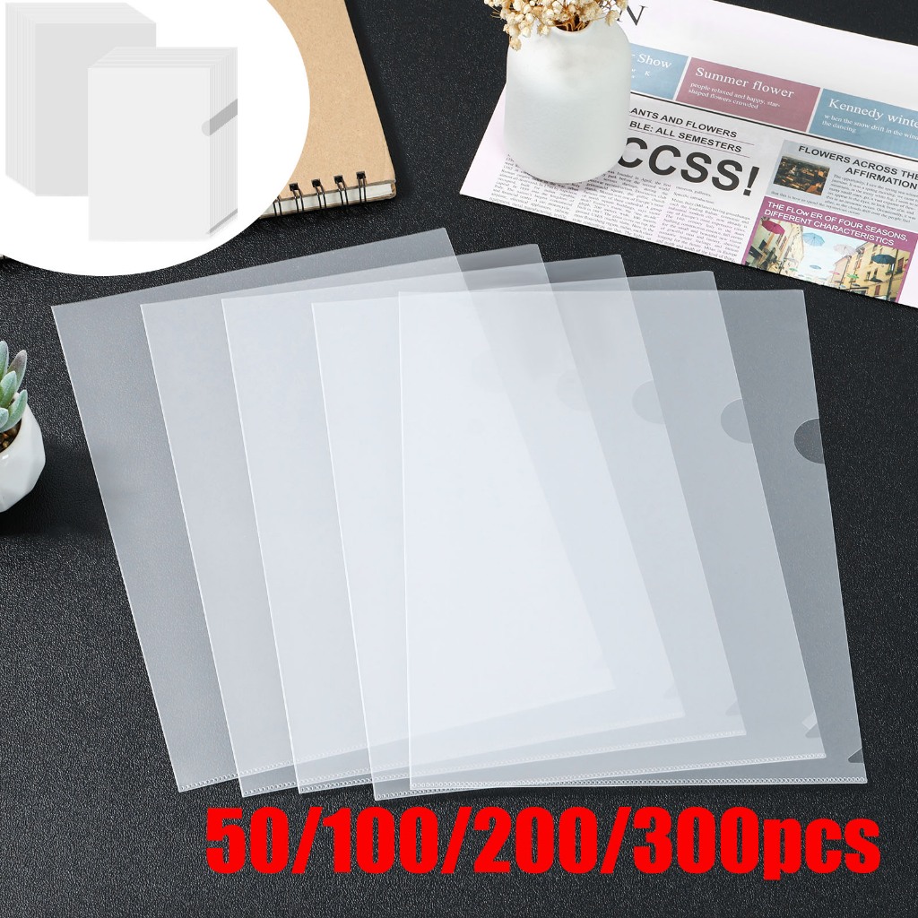 50/100/200/300Pcs Clear Document Folder L Type Plastic File Folders ...