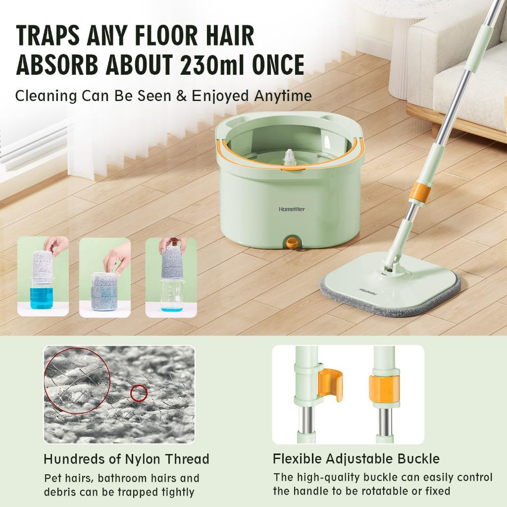 Homettler CoolMop Happy Spin Mop Set and Bucket System Set CW006 ...
